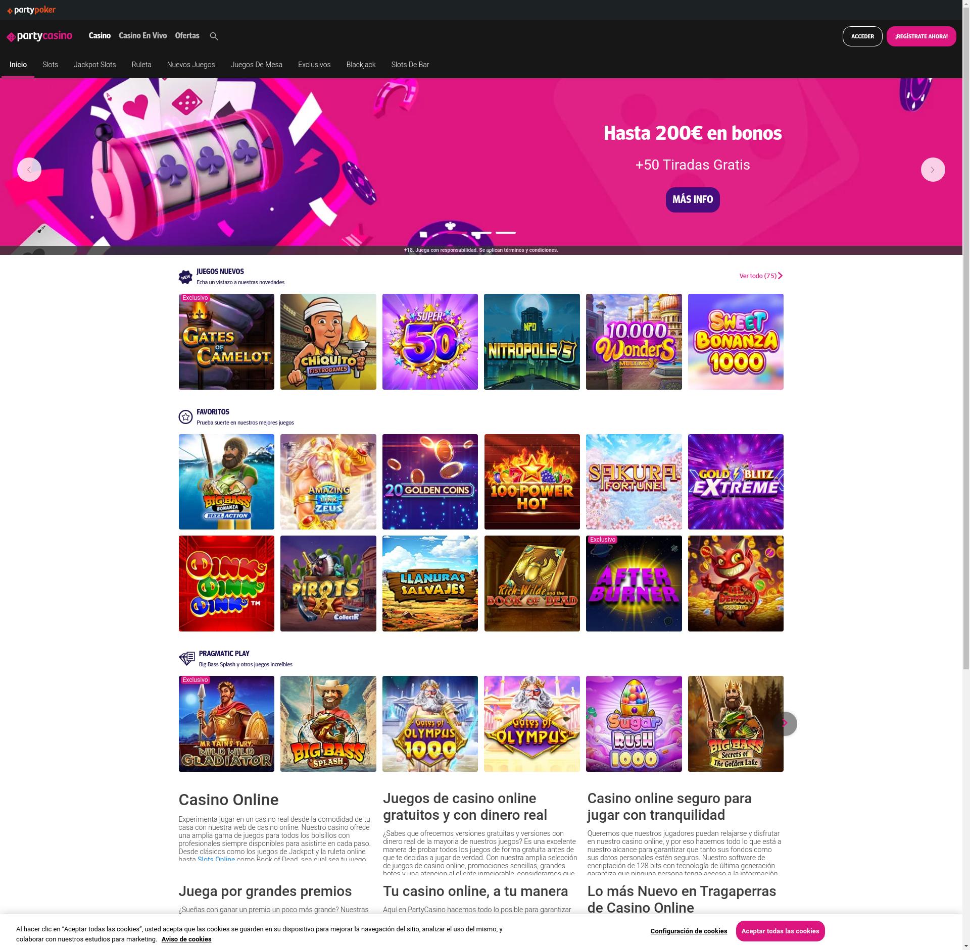 PartyCasino, Disfruta de Tragaperras Online por Dinero Real en España